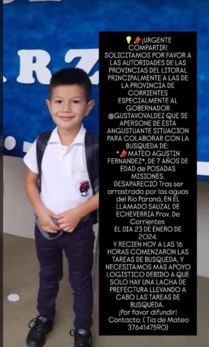 Tragedia en el Paraná: encuentran sin vida a Mateo Fernández, niño de ...